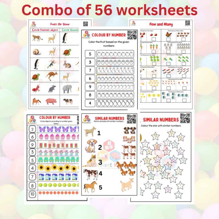 Maths Worksheets for Children | Combo of 56 Worksheets | Kids